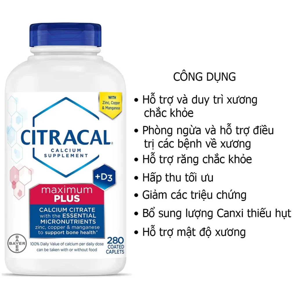 Viên Canxi Citracal Calcium Citrate D3 Maximum 280 viên Mỹ